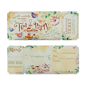 Summer-Ray 24 sets Garden Tea Party Invitation with Envelope Holder Birthday Invitation Princess Tea Party Social Event Invitation