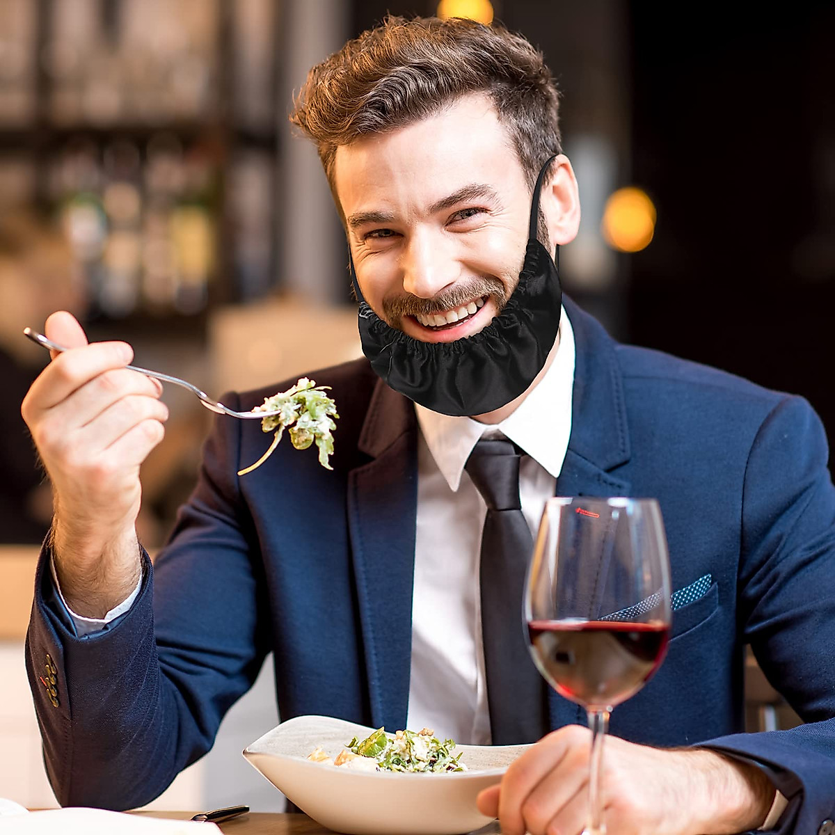 MIKIMIQI Men Beard Bandana, 3 Pack XL Size Men Beard Bib Black Beard Covers Soft and Silky Satin Facial Hair Apron Guard Bonnet Rag Man Bedtime Bib Beard Cap, Oversize for Big Long Beard