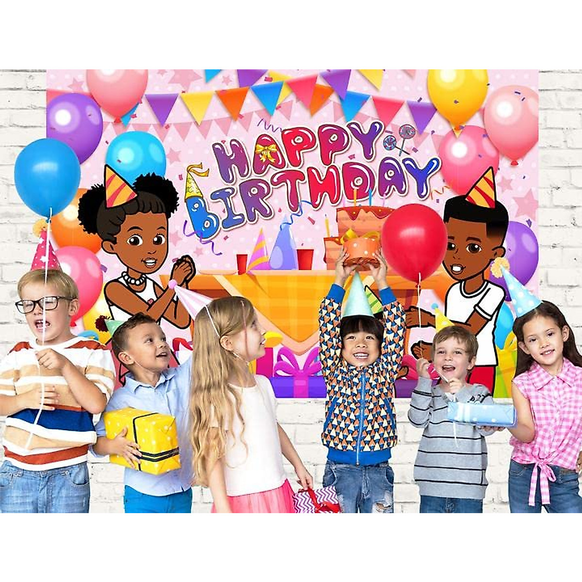 Gracies Corner Decorations Backdrop, 5x3 Ft Cartoon Gracies Happy Birthday Party Banner for 1st 2nd Birthday Music Gracies Theme Photography Background for Kids Adult Birthday Party Supplies