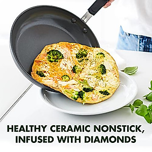 GreenPan Levels Stackable Hard Anodized Healthy Ceramic Nonstick, 10" and 12" Frying Pan Skillet Set, PFAS-Free, Dishwasher Safe, Black