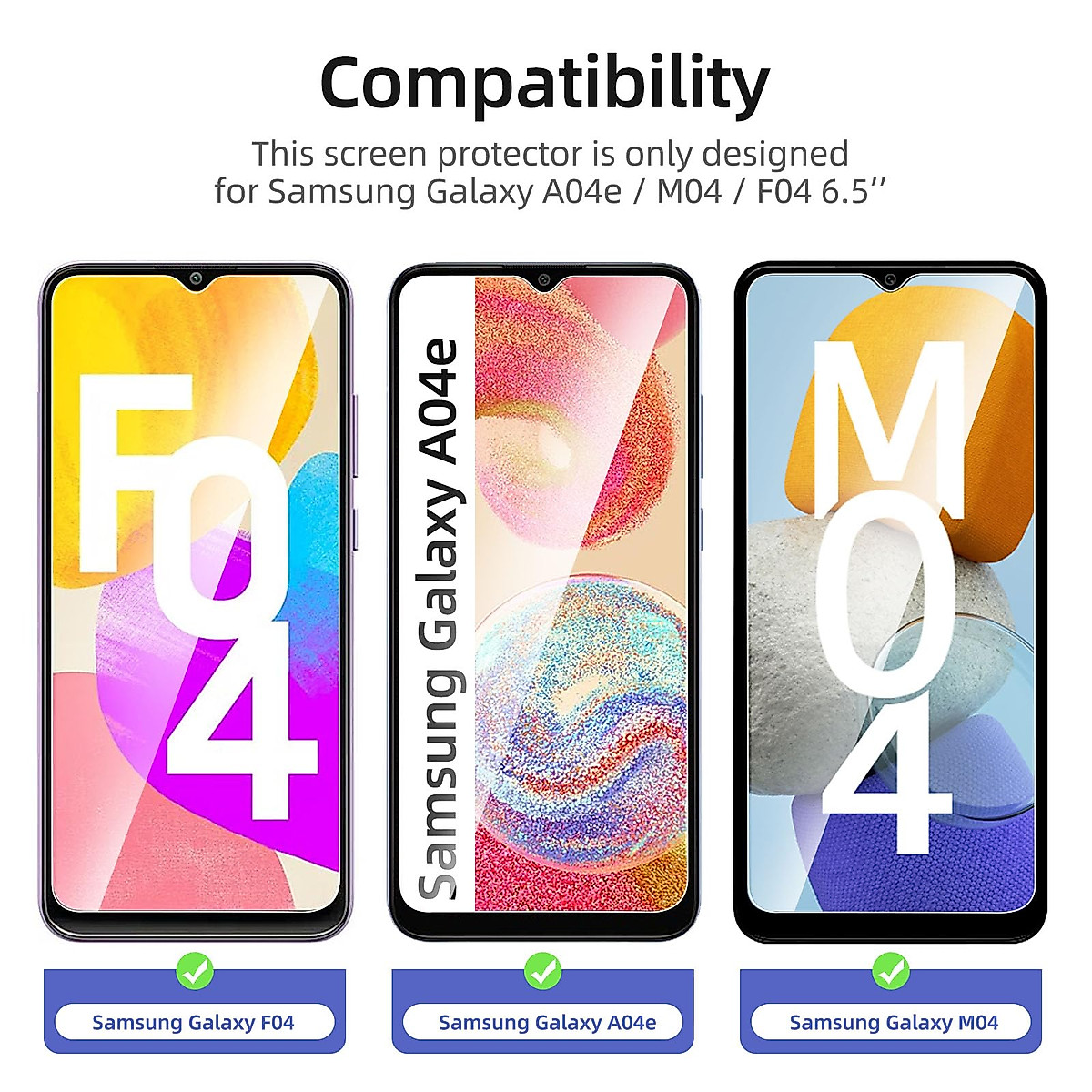 NEW'C [3 Pack] Designed for Samsung Galaxy A04e / Galaxy M04 / Galaxy F04 Screen Protector Tempered Glass, Bubble Free, Ultra Resistant