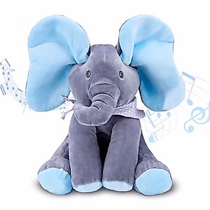 13MARCH Snuffy The Elephant - Musical Peek-a-Boo Elephant Toy - Interactive Stuffed Baby Animal with Moving Ears for Baby - Hide and Seek Fun - Elephant Plush Baby Toy