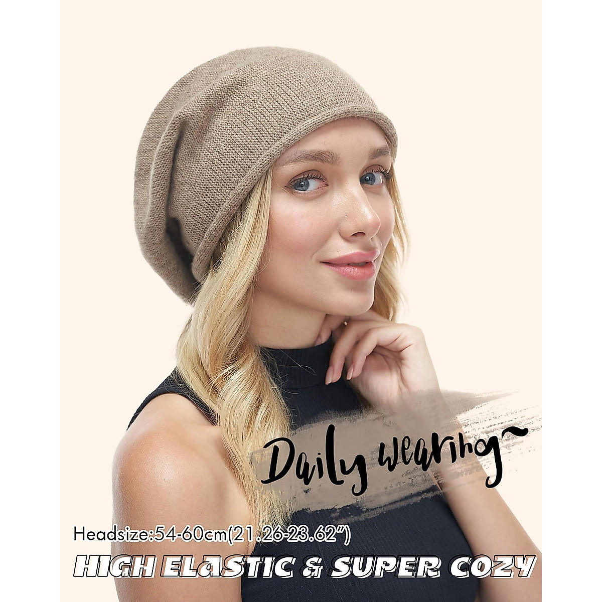 FURTALK Cashmere Slouchy Beanies for Women Winter Hats Soft Warm Beanie Hat Ladies Wool Knitting Skull Beanies