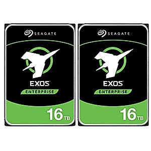 Seagate 16TB HDD Exos X16 7200 RPM 512e/4Kn SATA 6Gb/s 256MB Cache 3.5-Inch Enterprise Hard Drive (ST16000NM001G) 2 Pack