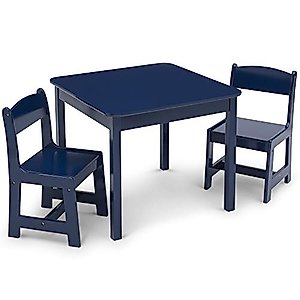 Delta Children MySize Kids Wood Table and Chair Set (2 Chairs Included) - Ideal for Arts & Crafts, Snack Time, Homeschooling, Homework & More - Greenguard Gold Certified, Deep Blue
