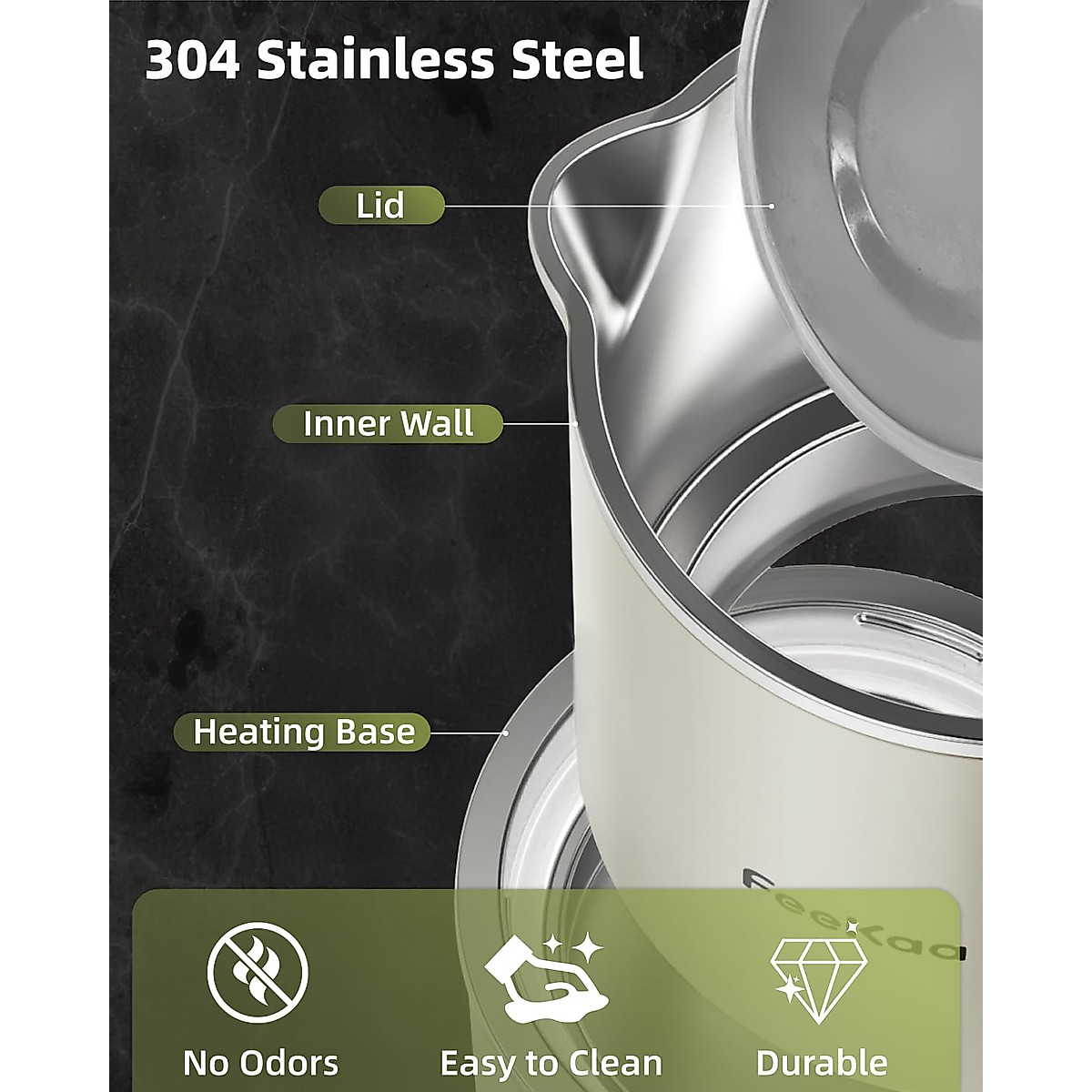 FeeKaa Travel Electric Kettle, Portable Foldable Kettle, 304 Stainless Steel, Small Electric Kettle for Boiling Water with Temperature Control, Tea Kettle for Coffee & Tea, Home & Outdoor, 600ml 600W