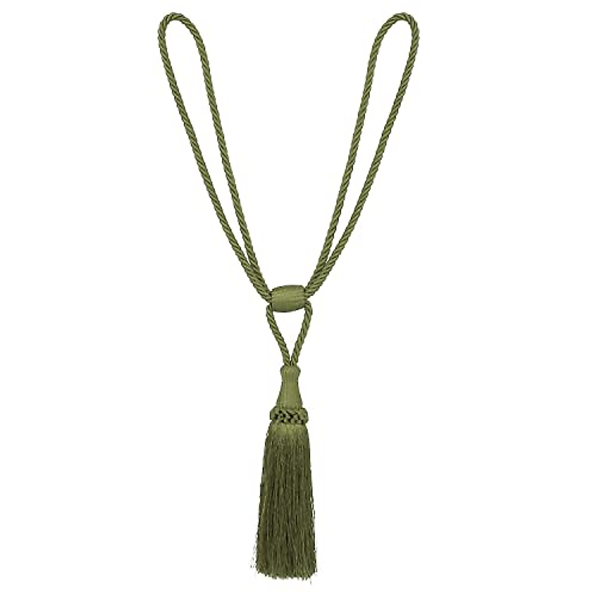 MALANOV 2 Pack Curtain Tiebacks Handmade Elegant Curtain Tie Backs Holdbacks with Tassel, Polyester Curtain Tieback for Home Office Hotel Decor - Green