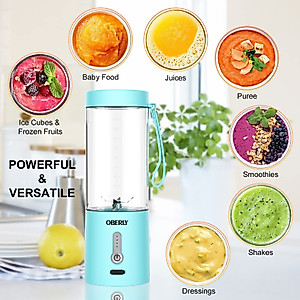 Portable Blender for Shakes and Smoothies, OBERLY Personal Travel Blender for Protein with 4000mAh USB Rechargeable Battery, Crush Ice, Frozen Fruit and Drinks, 18 oz Mini Travel Cup