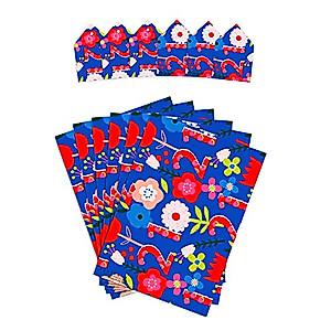 CENTRAL 23 Floral Wrapping Paper - 6 Sheet of Gift Wrap - 21st Wrapping Paper for Her Women Girls - Blue Red - For Girlfriend - Age 21 - Comes with Fun Stickers