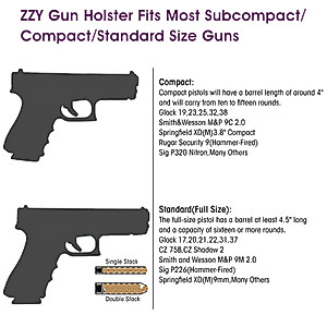 Gun Holster for Women/Men, Universal IWB Holsters for Concealed Carry, Pistols Holster Right/Left Handed, Fits S&W M&P Shield 9/40 9mm P320 Glock 17 19 26 27 42 43, Similar Handguns