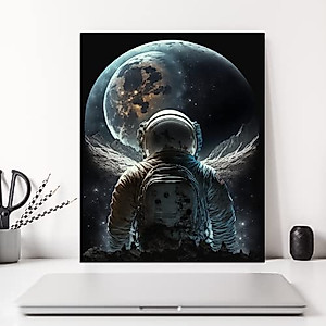 Nilem Design Outer Space Wall Art Planet Posters Set of 4 Unframed (8''x10'') Space Posters for Boys Room Decor Astronaut Poster Space Themed Wall Art Kids Space Room Decor Galaxy Poster
