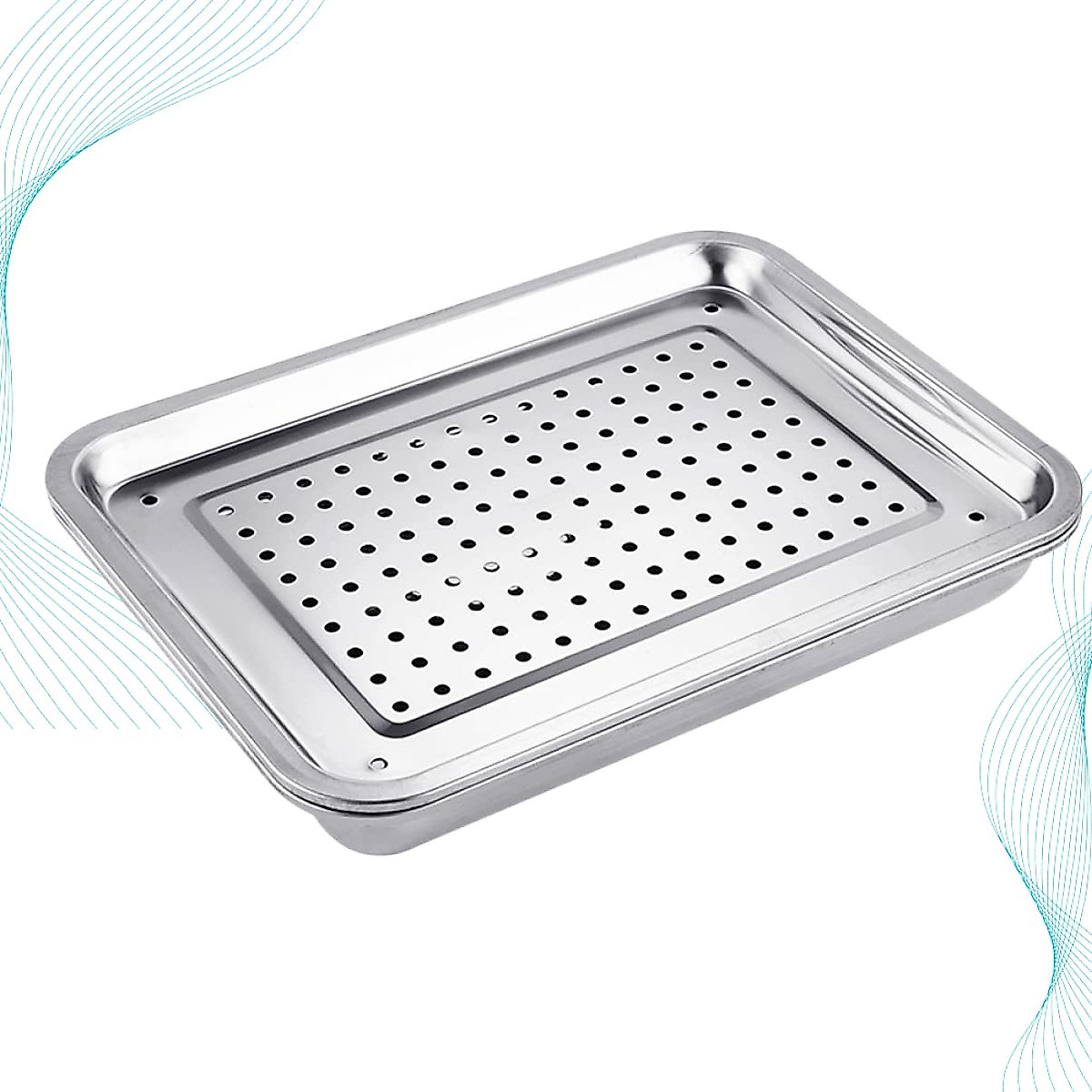 BESTonZON Drip Tray Stainless Steel Tea Drinks Serving Tray Hollow Tea Tray Serving Tray for Tea Serving Tray, Tea