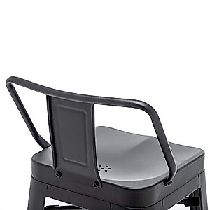 Alunaune 26" Metal Bar Stools Set of 4 Counter Height Barstools Industrial Counter Stool Kitchen Bar Chairs Indoor Outdoor-Low Back, Black