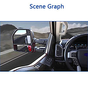 JZSUPER Towing Mirrors fit for Ford F150 Pickup Truck 2015 2016 2017 2019 2020 Black Housing with Power Heated Turn Signal Light Temperature Sensor 8-Pin Plug