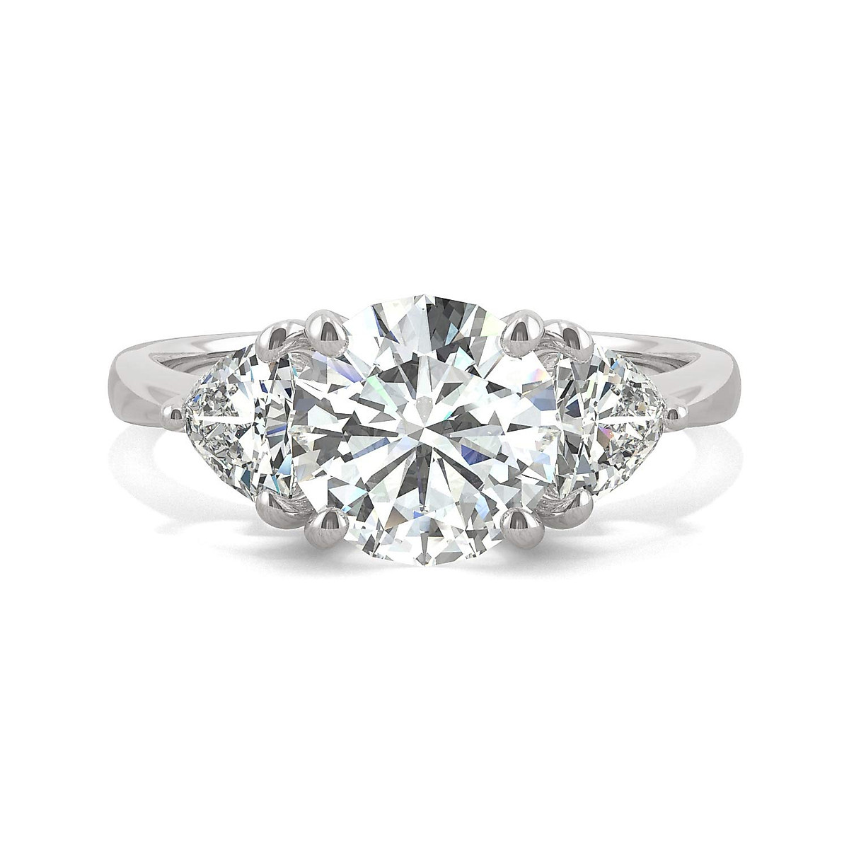 14K White Gold Moissanite by Charles & Colvard 8mm Round Engagement Ring-size 7 2.70cttw DEW