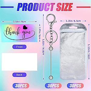 Sasylvia 30 Sets Beadable Keychain Kits Beaded Keychain Bars Resealable Pouch Bag Thank You Cards for DIY Crafts Jewelry Making