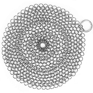 AMAGABELI GARDEN & HOME 7”x7” Cast Iron Cleaner 316 Stainless Steel Cast Iron Scrubber Chain Mail Scrubber Cast Iron for Pans Dutch Ovens Grills BG240