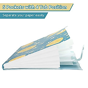 Zuozee Fruit Style Expanding File Folder, 5 Pocket Accordion File Organizer with 8 Labels, Cute Letter Folder Organizer for Documents, Portable & Expandable Folders for School Office, Lemon