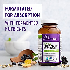 New Chapter Advanced Perfect Prenatal Vitamins - 192ct, Organic, Non-GMO Ingredients for Healthy Baby & Mom - Folate (Methylfolate), Iron, Vitamin D3, Fermented with Whole Foods and Probiotics