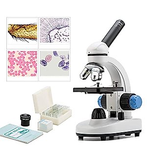 National Optical 40X-1000X Compound Microscope Set with Slides for Students and Kids Biology Cordless Beginner Microscope All Metal