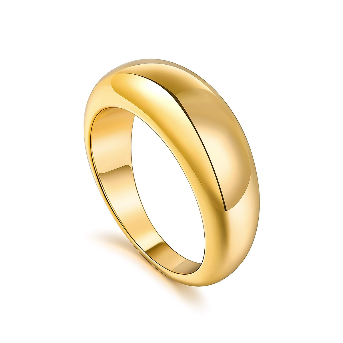 micuco Thick Chunky Dome Rings for Women 14K Gold Plated Statement Ring 14K Gold 7