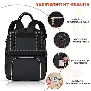 Tenot Baby Diaper Bag Backpack, Travel Diaper Bags for Baby Girl Boy Large Capacity Baby Bag Backpack for Women Black