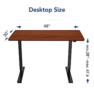 FLEXISPOT EC1 Electric Standing Desk 48 x 30 Inches Height Adjustable Desk Sit Stand Desk Base Home Office Table Stand up Desk (EC1 Classic Black Frame + 48 in Mahogany Top,2 Packages)