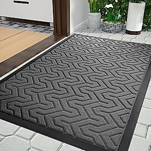 Yimobra Door Mat, All-Season Outdoor Indoor Durable Doormat for Home Entrance Floor, Heavy Duty Non Slip Front Door Mats Outdoor, Easy to Clean, Garage and Garden, 29.5 x 17 Inch, Grey