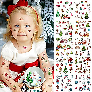 Jctato 10 Sheets Christmas Temporary Tattoos for Kids Stocking Stuffers Fake Tattoos Kids Stickers for Boys Girls Christmas Eve Gift Party Favors