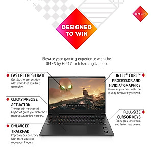 HP OMEN 17 17.3" FHD 144Hz Display Gaming Laptop - 12th Gen Intel Core i7-12800HX 16-Core up to 4.80 GHz Processor, 32GB DDR5 RAM, 4TB NVMe PCIe SSD, GeForce RTX 3060 6GB Graphics, Windows 10 Pro