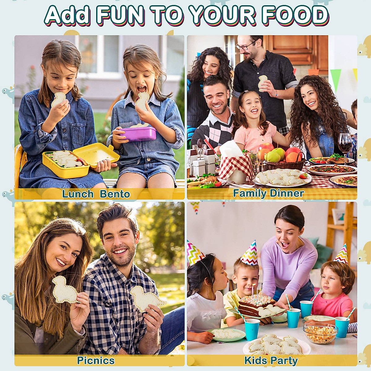 KSPOWWIN Sandwich Cutter and Sealer, Uncrustables Sandwich Maker Dinosaur Sandwich Cutters, Decruster Dino Sandwich Cutter for Kids Boys Girls Lunch Bento Box