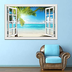 Wall Art 3D Window View Waterfall Abstract Canvas Wall Pictures Framed Scandinavian Wall Art Frames Gallery 50x40cm/20x16in With Frame