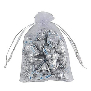 100Pcs White Organza Bags 4x6 inches w/Drawstring | Accurate Sizing, Reinforced Stitching & Crease Free Sheer Organza Pouches | OB46 01