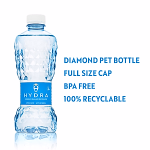HYDRA Greek Island Spring Water - Naturally Alkaline Bottled Water, 8.0pH Level, BPA-Free, Case of 12 x 16.9-Ounce Bottles