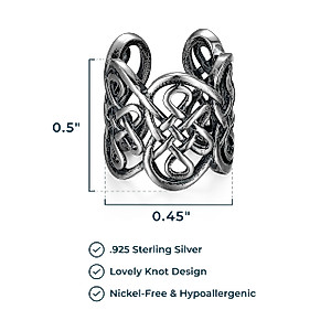 MORGAN & PAIGE Celtic Knot Ear Cuff Earrings For Women - Oxidized 925 Sterling Silver Ear Cuff - Mid To Top No Piercing Ear Cuff For Unpierced Ear Conch & Cartilage