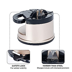 Knife Sharpeners, Mini Knife Sharpeners with Suction Base, Pocket Knife Sharpeners Suitable for Most Blade Types, knife sharpeners for kitchen knives, Gold