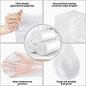 Small Trash Bags Kitchen Garbage Bags - 4 Gallon Clear Trash Bags Strong Wastebasket Liners for Bathroom, Kitchen, Office 15 Liter Trash Can Liners - 150 Counts