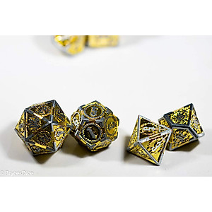 Sword Strengthened Metal 7-Dice Set (Silver w/Gold Inlay)
