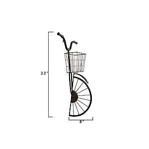 Creative Co-op DA6000 Iron Bike Shape Wall Decor with Basket, Rust