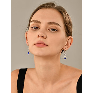 YL Celtic Knot Earrings 925 Sterling Silver Infinity Dangle Drop Earring Created Sapphire Twist Leverback Jewelry for Women