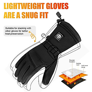 Upgraded Heated Glove Liners for Men Women, Rechargeable Electric Battery Heated Gloves Windproof Winter Glove Liners Thin Gloves Hand Warmer for Ski Snowboarding Hunting（M/L）