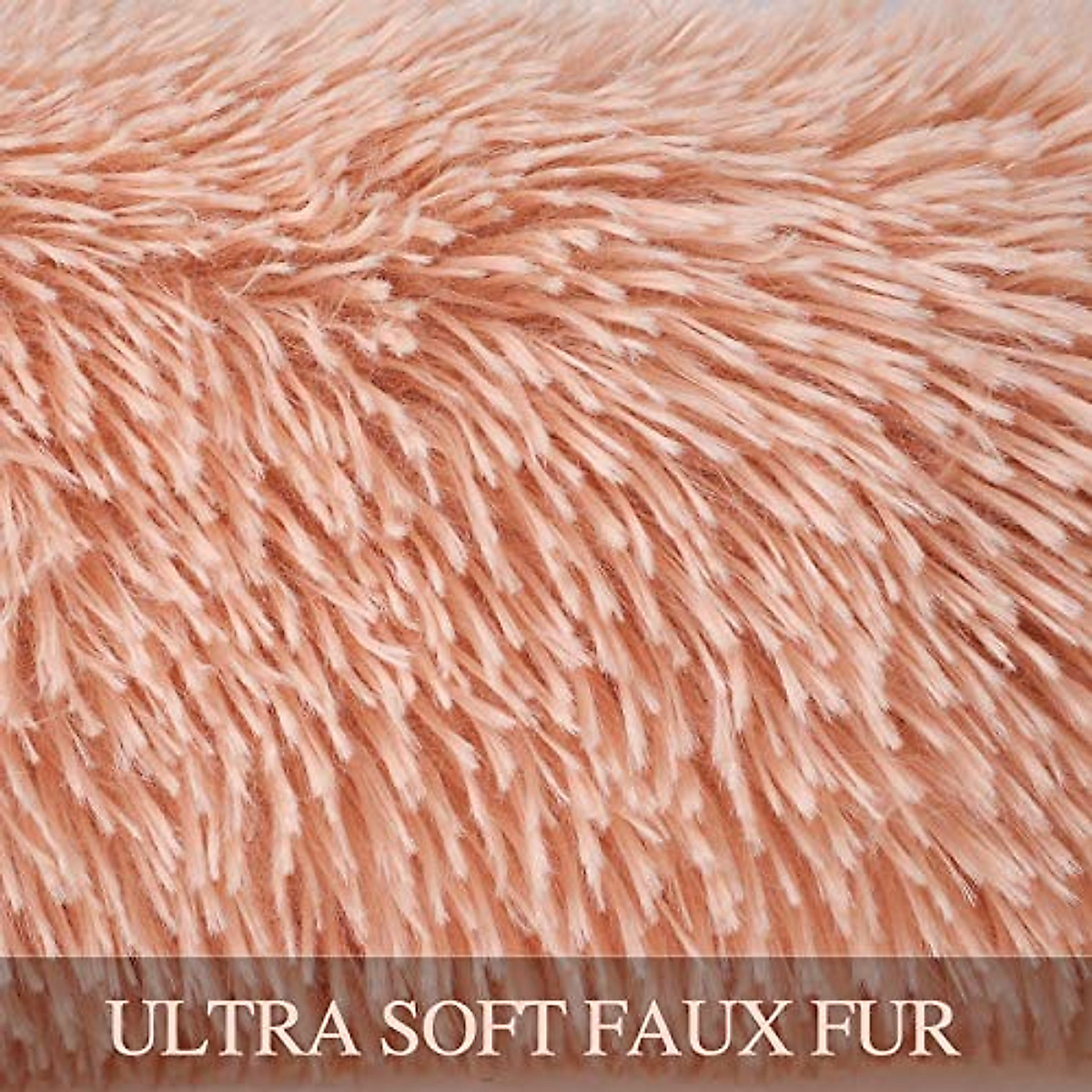 Lucky Monet Dog Beds for Small Dogs 21.7" x 17.7", Fluffy Calming Dog Cat Bed Washable Dog Beds with Sides Soft Dog Crate Bed for Sleeping (S, Pink)