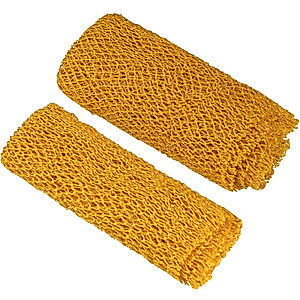 2 Pieces African Net Bath Sponge African Exfoliating Long Body Scrubber Tight Weave Beauty Skin Smoother Tower Bath Cloth Porous Stretches Back Washcloths for Daily Use or Stocking Stuffer (Yellow)