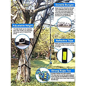 LOOBANI Outdoor Bungee Tug Toy, Dog Toy Hanging from Tree for Small to Large Dogs, Interactive Exercise Play Rope Cord & Tether Tug, Durable Spring Pole Rope for Tug of War, with Chew Rope Toy (Black)