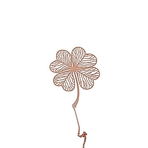 yueton Metal Leaf Bookmarks Clover Leaf Bookmarkers Rose Gold Plated Brass Page Marker with Metal Pendant for Book Lovers