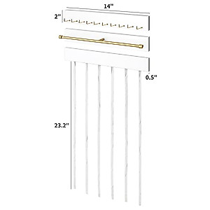 Mkono Hair Bows Holder Organizer for Girls, Headband Bow Rack with Golden Metal Bar and 10 Hooks, Set of 3 Wood Hair Clips Bow Storage Organizer for Girls Hair Accessories Organize