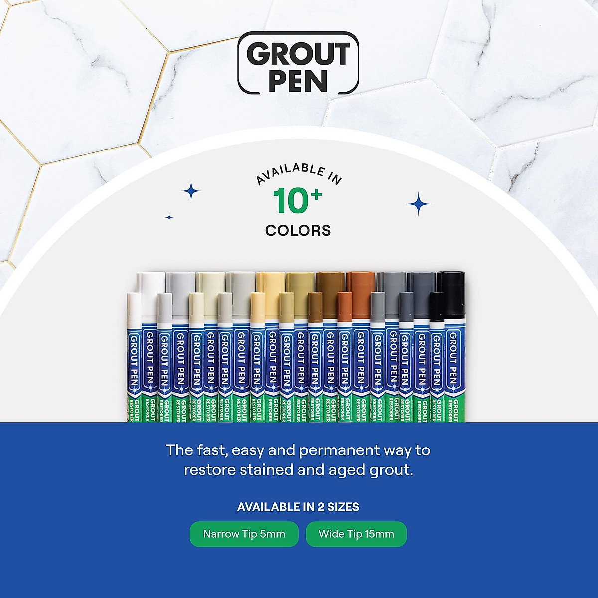 Grout Pen White Tile Paint Marker: Waterproof Grout Paint, Tile Grout Colorant and Sealer Pens - White, Narrow 5mm Tip (7mL)