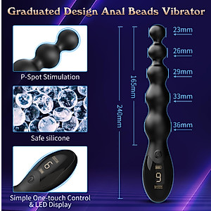 Male Sex Toys Anal Beads Butt Plug - Adult Toys Anal Toys Sex Toys for Men Adult Toy Sex Toy Anal Vibrators Graduated & Display Design Anal Toys Dildo Prostate Massager with 9 Vibration Modes