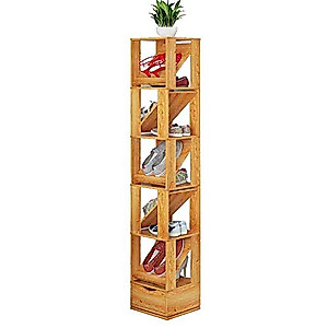N/A Multifunctional 360 Degree Rotating Storage Rack Creative Wooden Shoes Cabinet Space-Saving Shoes Rack (Color : 3Layer)