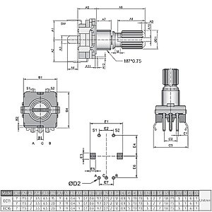 Fielect 5Pcs 360 Degree EC11 Rotary Encoder Code Switch Digital Potentiometer 7 Pins 20mm Shaft